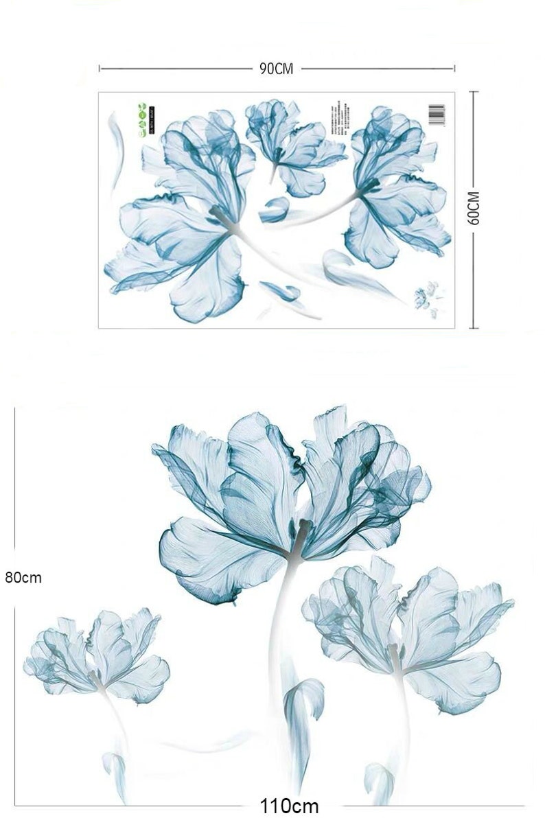 Blue Lotus Flower Wall Stickerflower Wall Stickerelegant | Etsy