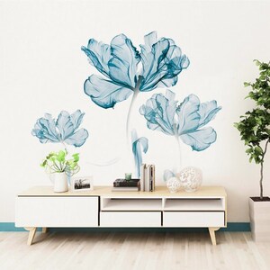 Blue Lotus Flower Wall Sticker,flower Wall Sticker,elegant Flower Wall ...