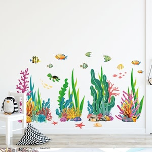 Seaweed World Decal Turtle Wall Decal Ocean Fish Sticker Coral Stickers ...