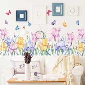 Plant Flowers Fresh Flower Wall Sticker Color Flower Wall Decals Door ...