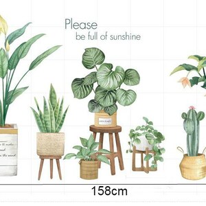 Flower Pot Wall Sticker Pot Vase Plant Tree Leaves Wall - Etsy