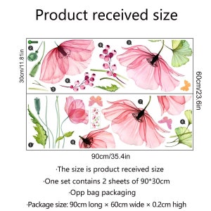 Red Flower Wall Sticker Flower Plant Wall Decal Watercolor - Etsy