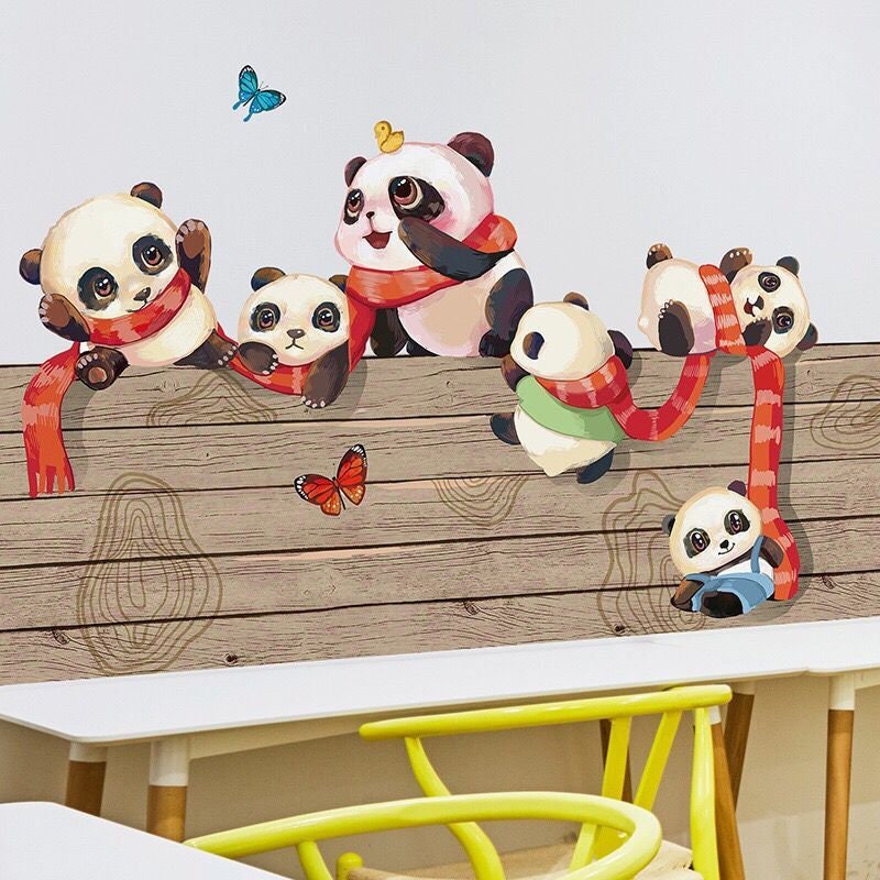Cute Giant Panda Wall Sticker Kindergarten Children Room Play | Etsy