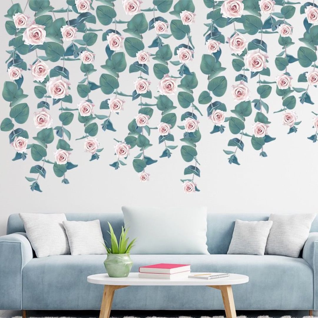 Flower Vine Decals Plant Vine Wall Decals Bedroom Wall Stickers PVC ...