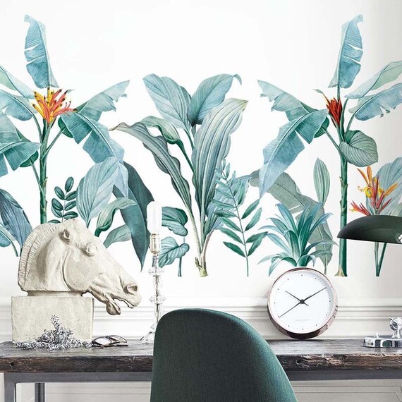 Tropical Plant Decals Plant Wall Stickers Large Leaf Plant | Etsy