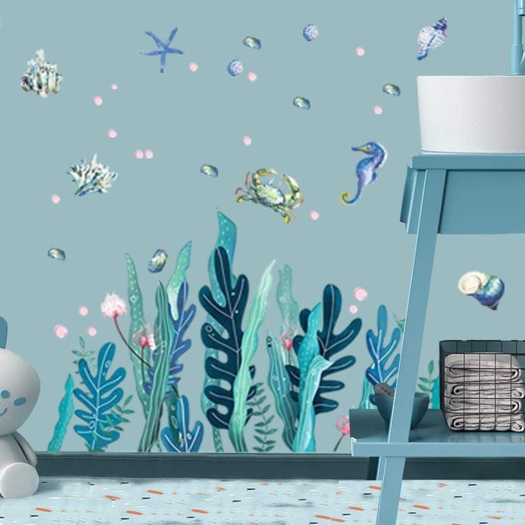 Fish and Seaweed Wall Stickers,bubble Decal Underwater World Bathroom ...