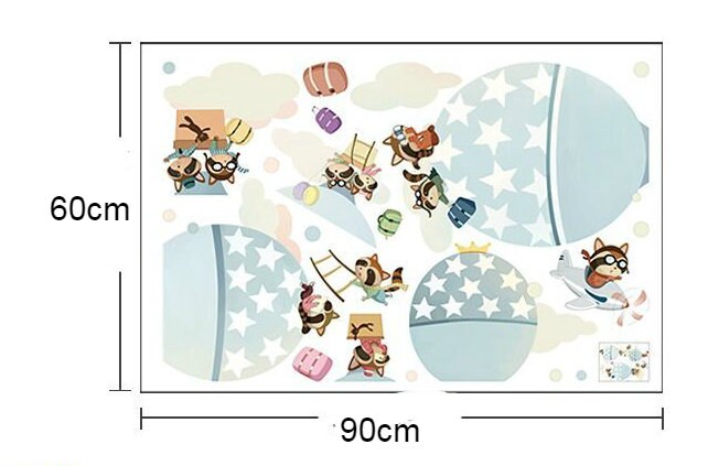 Cute raccoon sticker hot air balloon wall stickers Peel and | Etsy