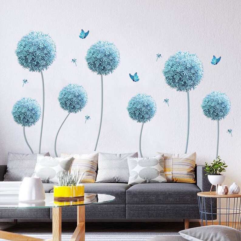 Dandelion Wall Decal Dandelion Flowers With Seeds Blowing in - Etsy
