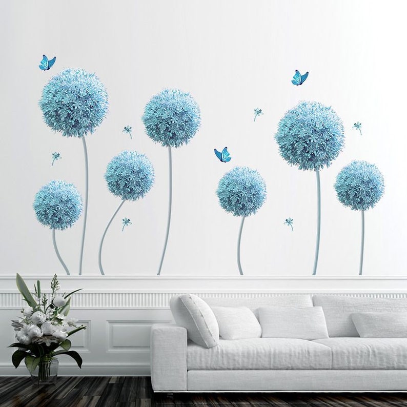 Dandelion Wall Decal Dandelion Flowers With Seeds Blowing in - Etsy