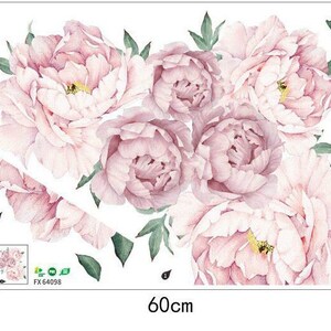Large Peony Wall Decal,peony Wall Decal, Pink Peony Wall Decor, Pink ...