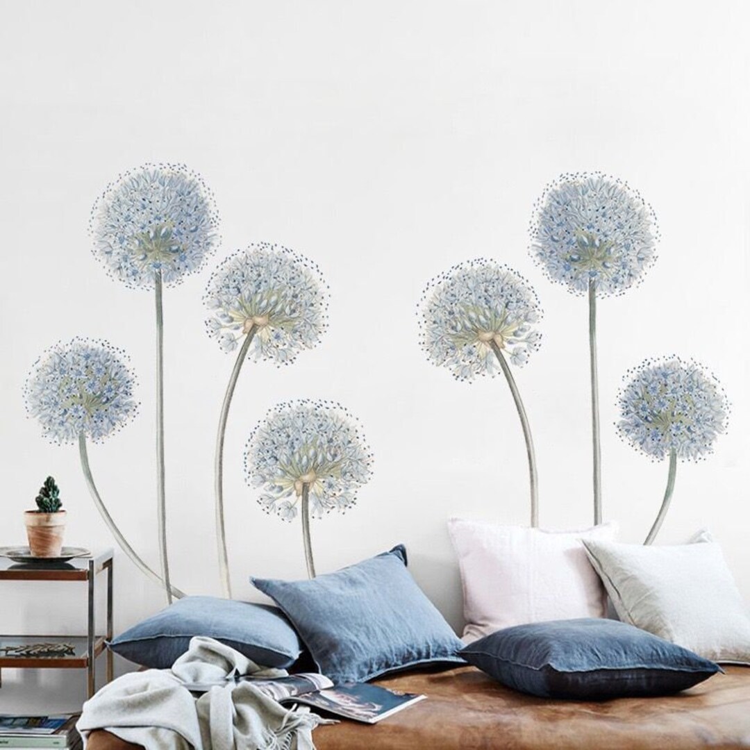 Dandelion Wall Decal Dandelion Flowers With Seeds Blowing in the Wind ...