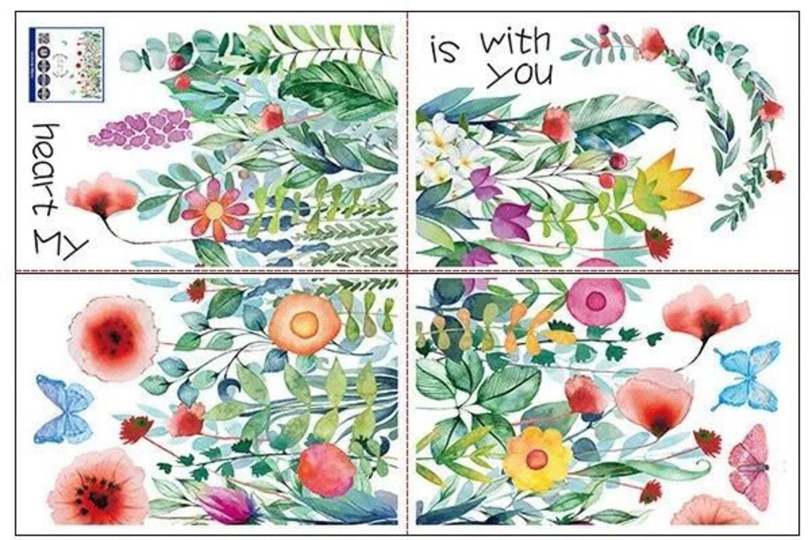 Plant Flowers Fresh Flower Wall Sticker Color Flower Wall - Etsy