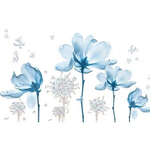 Blue Lotus Flower Wall Sticker,flower Wall Sticker,elegant Flower Wall ...