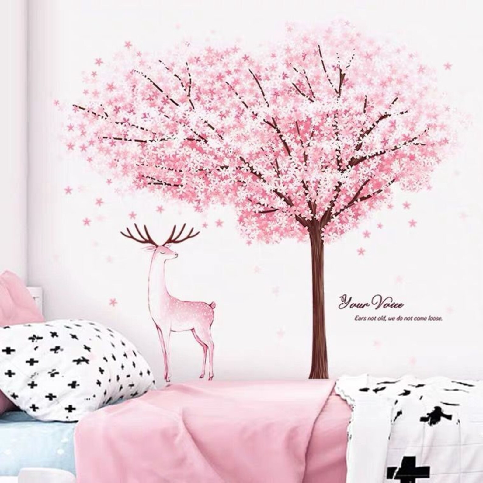 Cherry Tree Wall Stickers and Deer Decals Flower Wall - Etsy