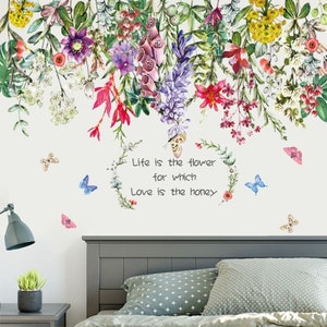 Plant Flowers Fresh Flower Wall Sticker Color Flower Wall Decals Door ...