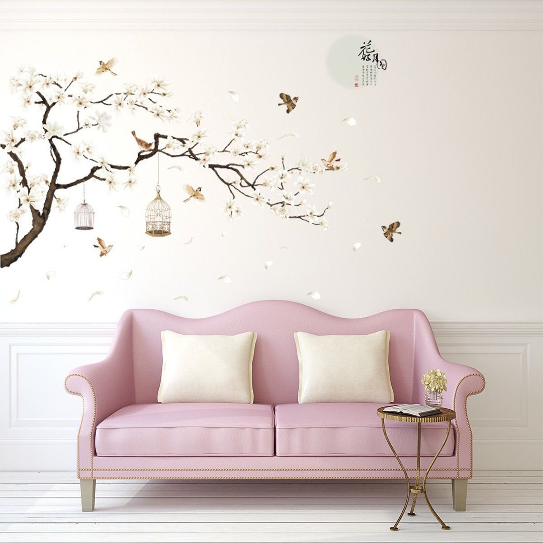 Cherry Tree Wall Stickers, Flower Stickers, Peach Blossom Tree Wall ...