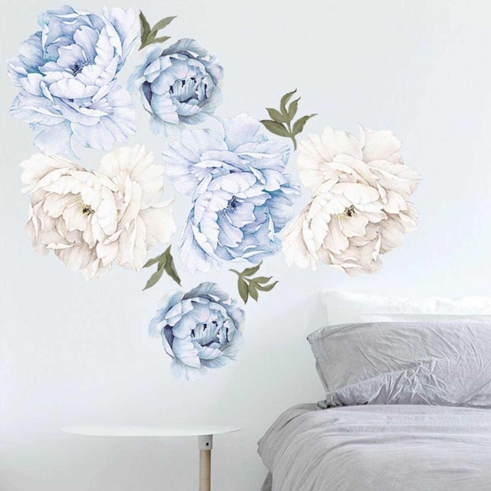 Peony Wall Decalblue Wall Decor Blue Flower Decal | Etsy