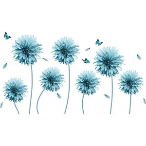 Elegant Blue Flower Wall Sticker Chrysanthemum Sticker Flower Wall ...