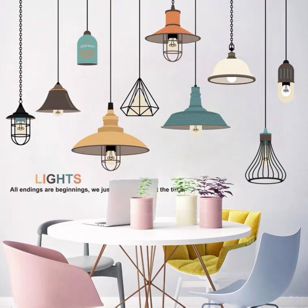 Lamp Wall Sticker Self Adhesive Wallpaper,decal Living Room Decor Wall ...