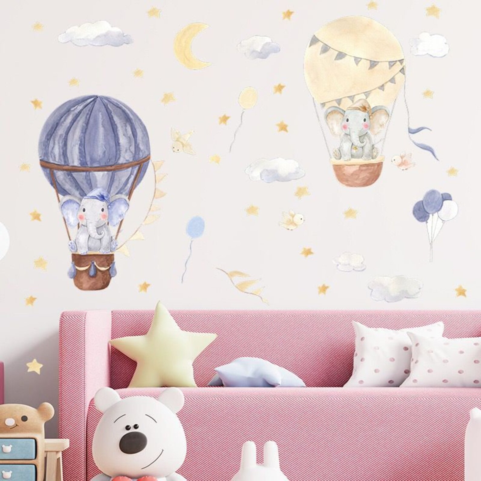 Colorful Hot Air Balloon Decals Hot Air Balloon Animal Wall - Etsy