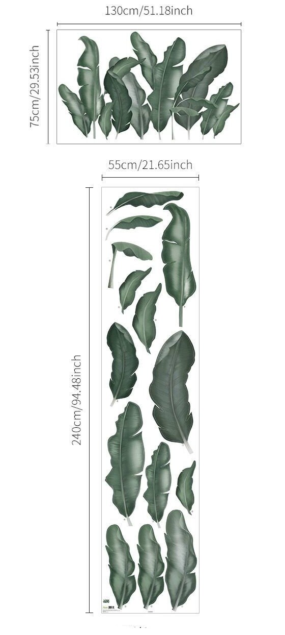 Large plant banana leaf wall sticker plant leaf wall sticker | Etsy