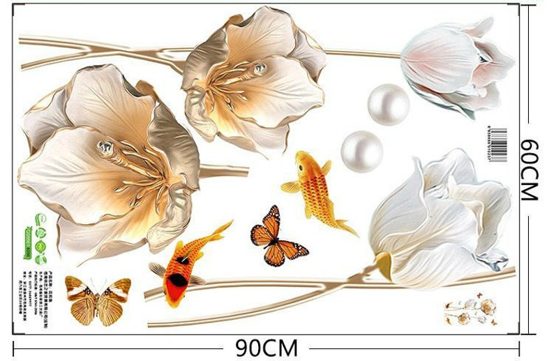 Lotus Wall Decal Lotus Wall Sticker Large Leaf Wall Decals - Etsy