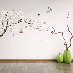 Cherry Tree Wall Stickers, Flower Stickers, Peach Blossom Tree Wall ...
