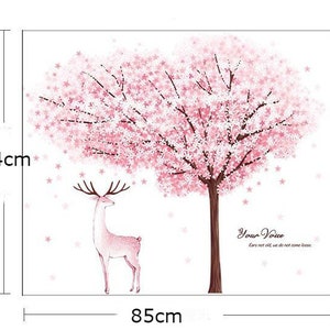 Cherry Tree Wall Stickers and Deer Decals, Flower Wall Stickers, Deer ...
