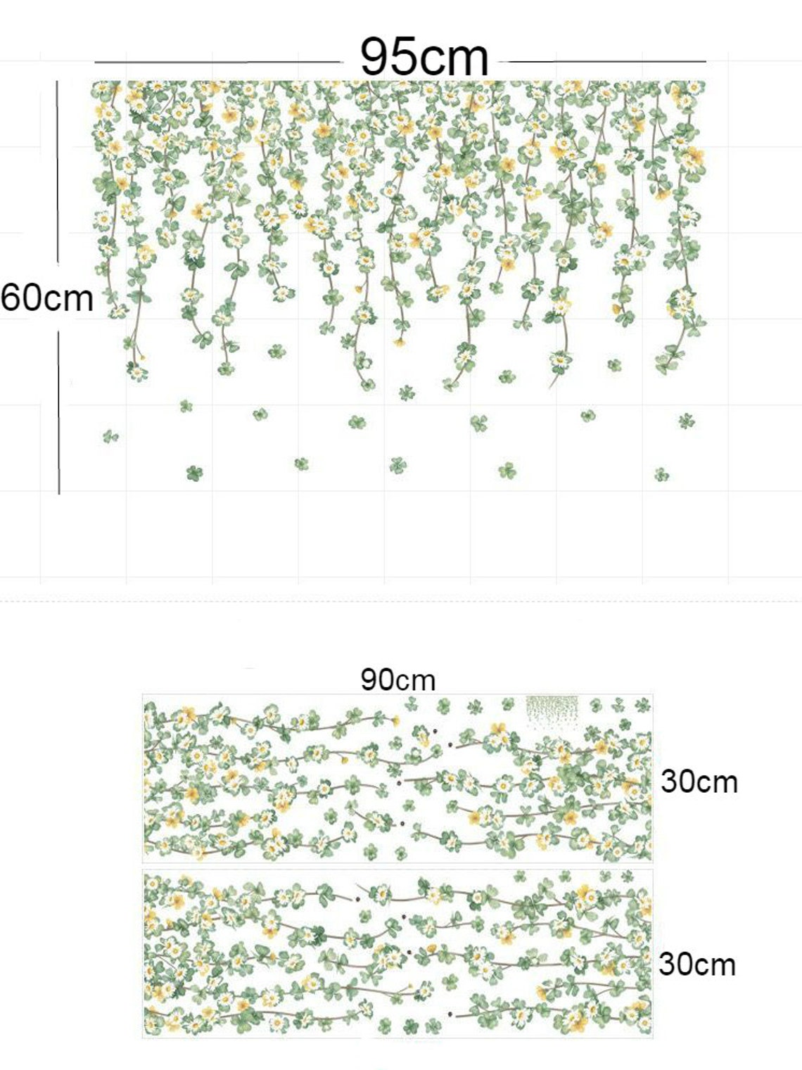 Romantic Hanging Flowers Leaf Vine Wall Stickersliving Room | Etsy