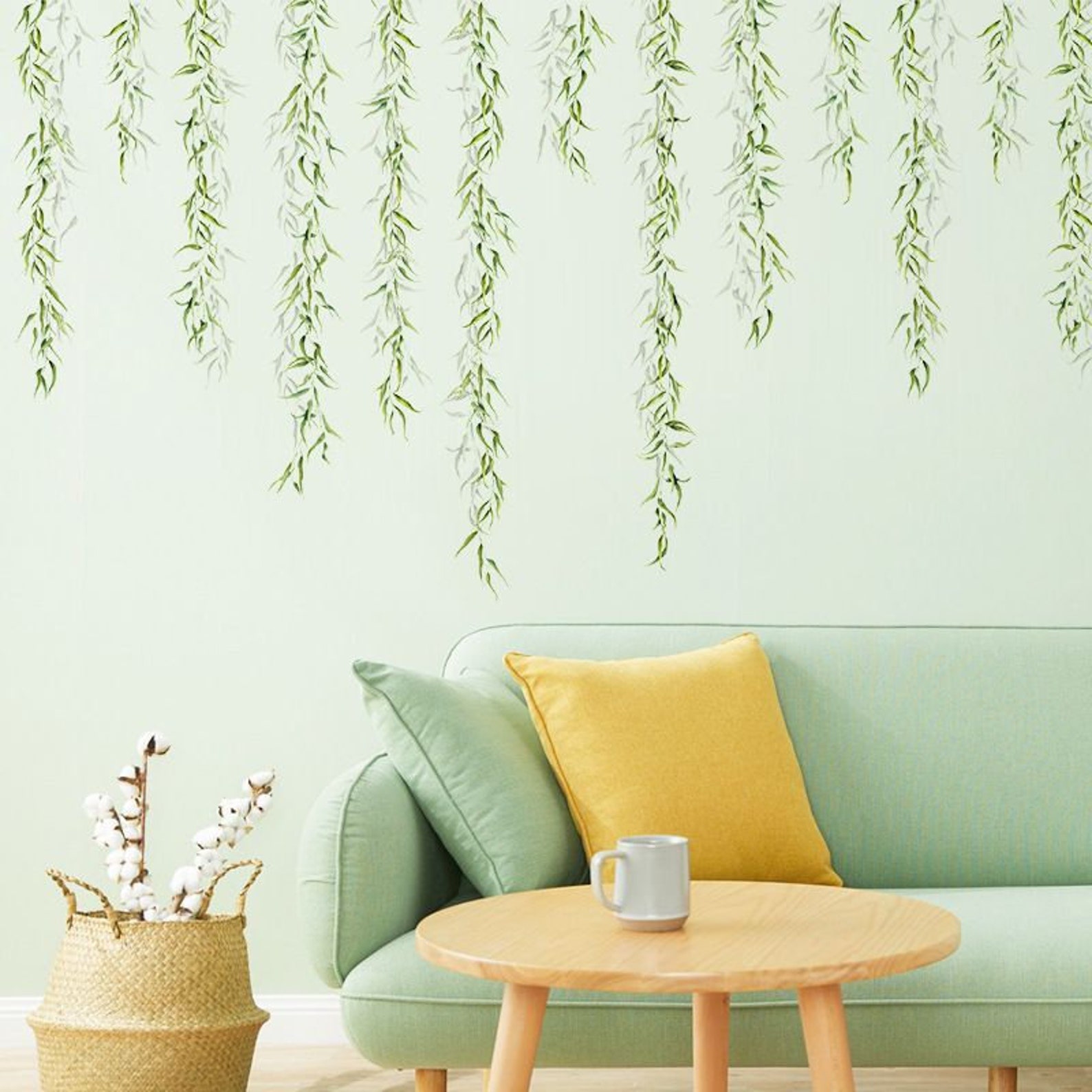 Willow Wall Decal Green Plant Wall Sticker Sticker Leaf - Etsy