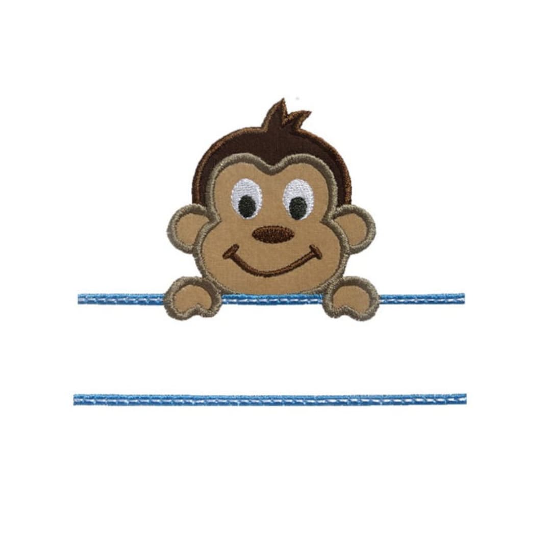 Monkey Name Plate Applique Machine Embroidery Digital Design Monogram ...