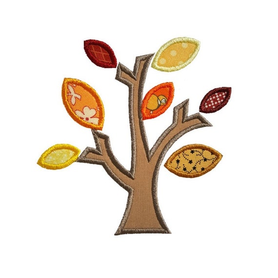Fall Tree Leaves Applique Machine Embroidery Digital Design - Etsy