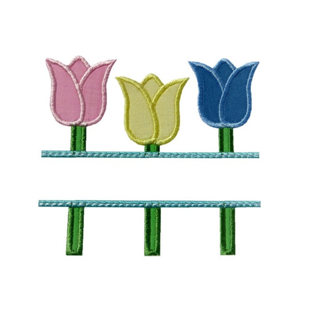 Tulip Name Plate Applique Machine Embroidery Digital Design Flowers ...