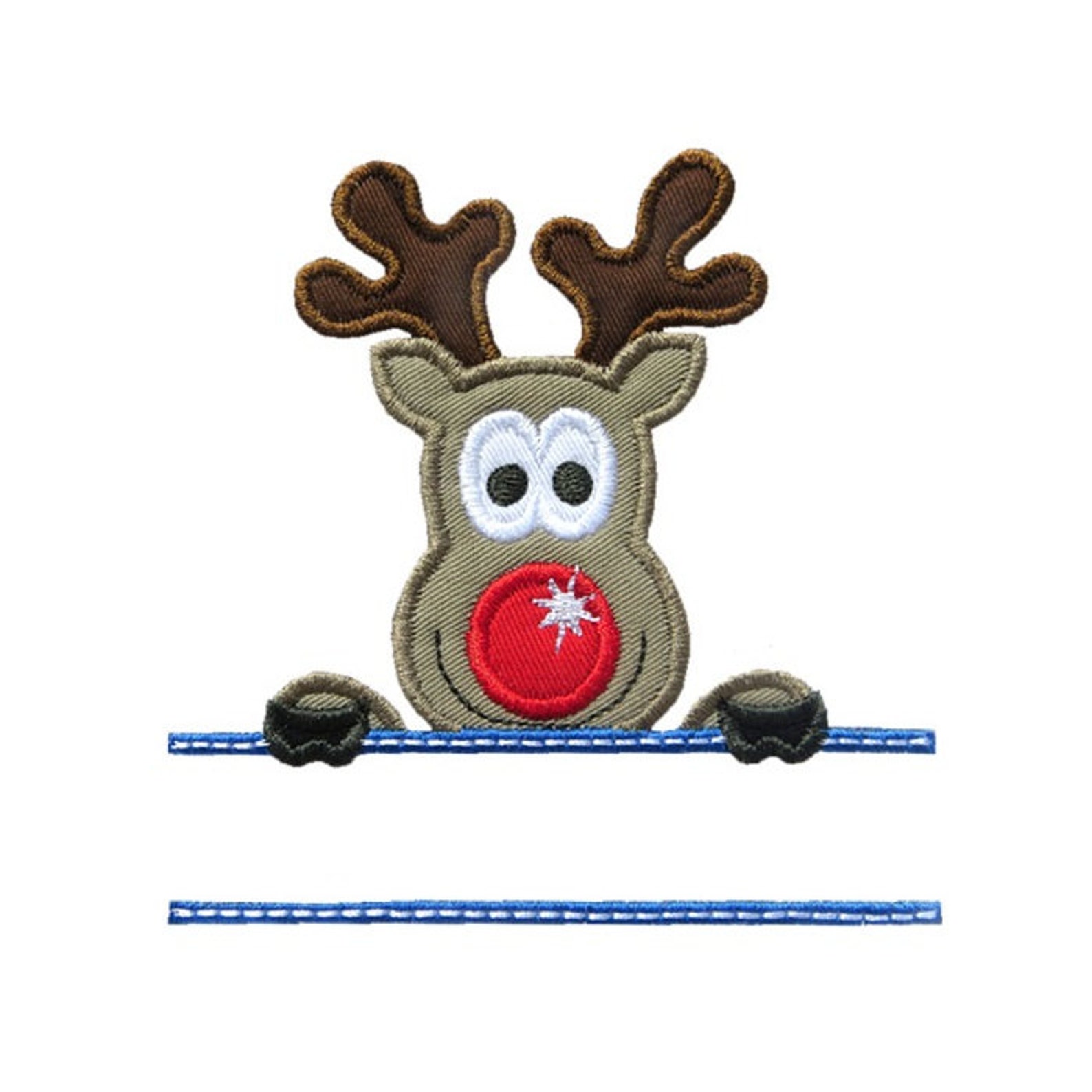 Reindeer Name Plate Applique Machine Embroidery Digital Design Rudolph ...