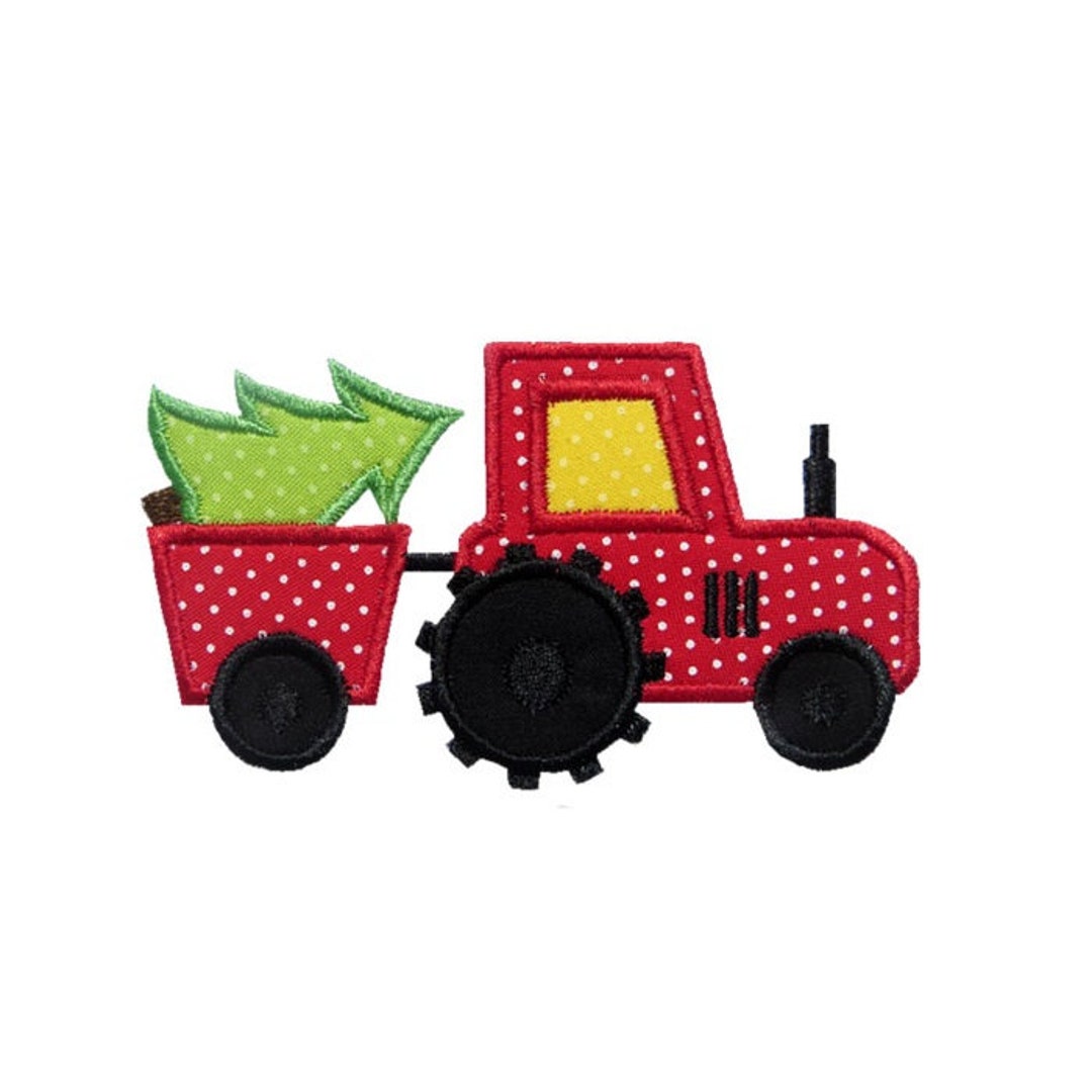 Tractor Christmas Tree Applique Machine Embroidery Digital - Etsy
