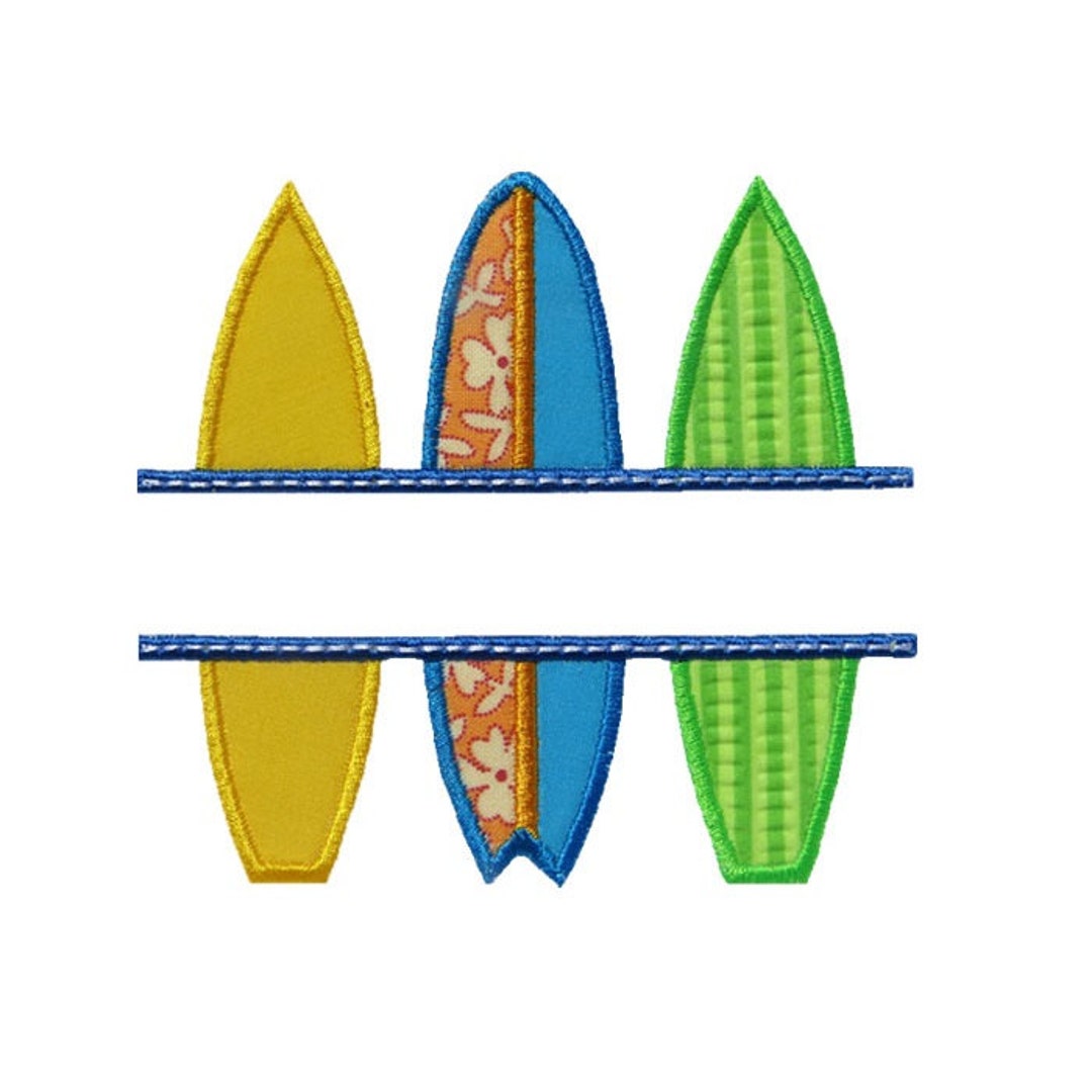 Surfboards Name Plate Applique Machine Embroidery Digital Design Ocean ...