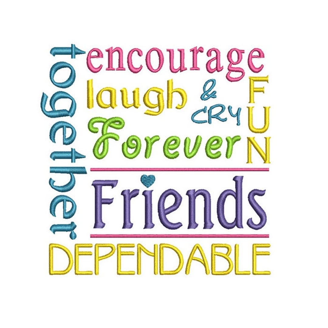 Friend Word Art Applique Machine Embroidery Digital Design Forever ...
