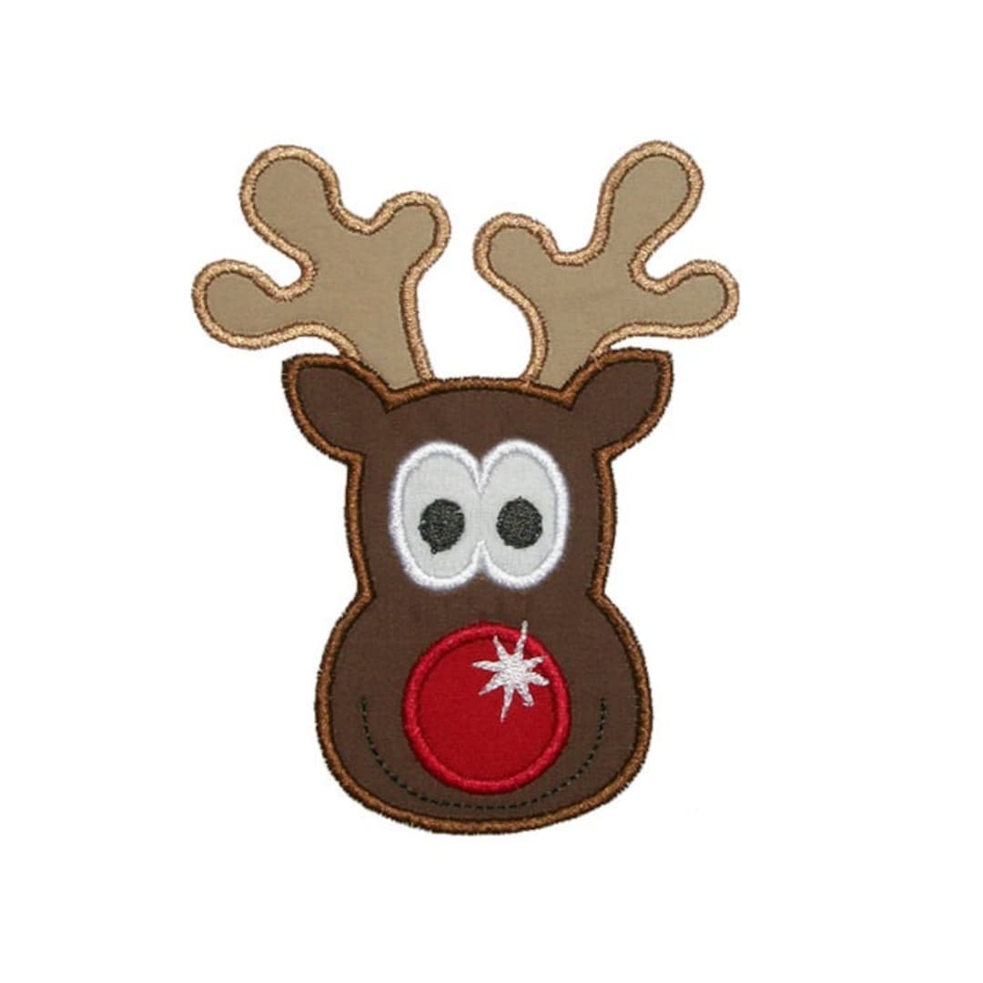 Rudolph Reindeer Face Embroidery Machine Applique Design Rudolf - Etsy