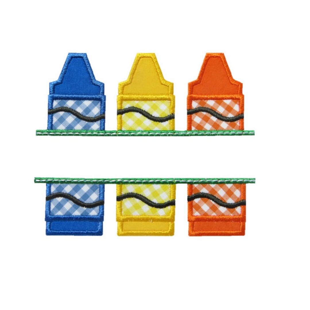 Crayons Name Plate Applique Machine Embroidery Digital Design Split ...