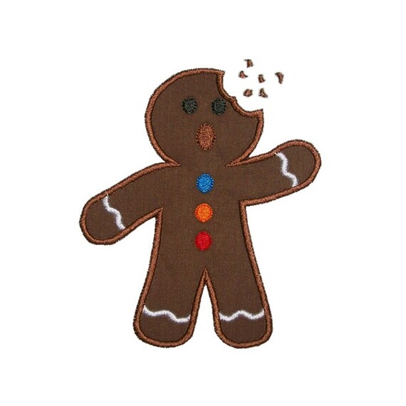 Gingerbread Boy Bite Applique Machine Embroidery Design | Etsy