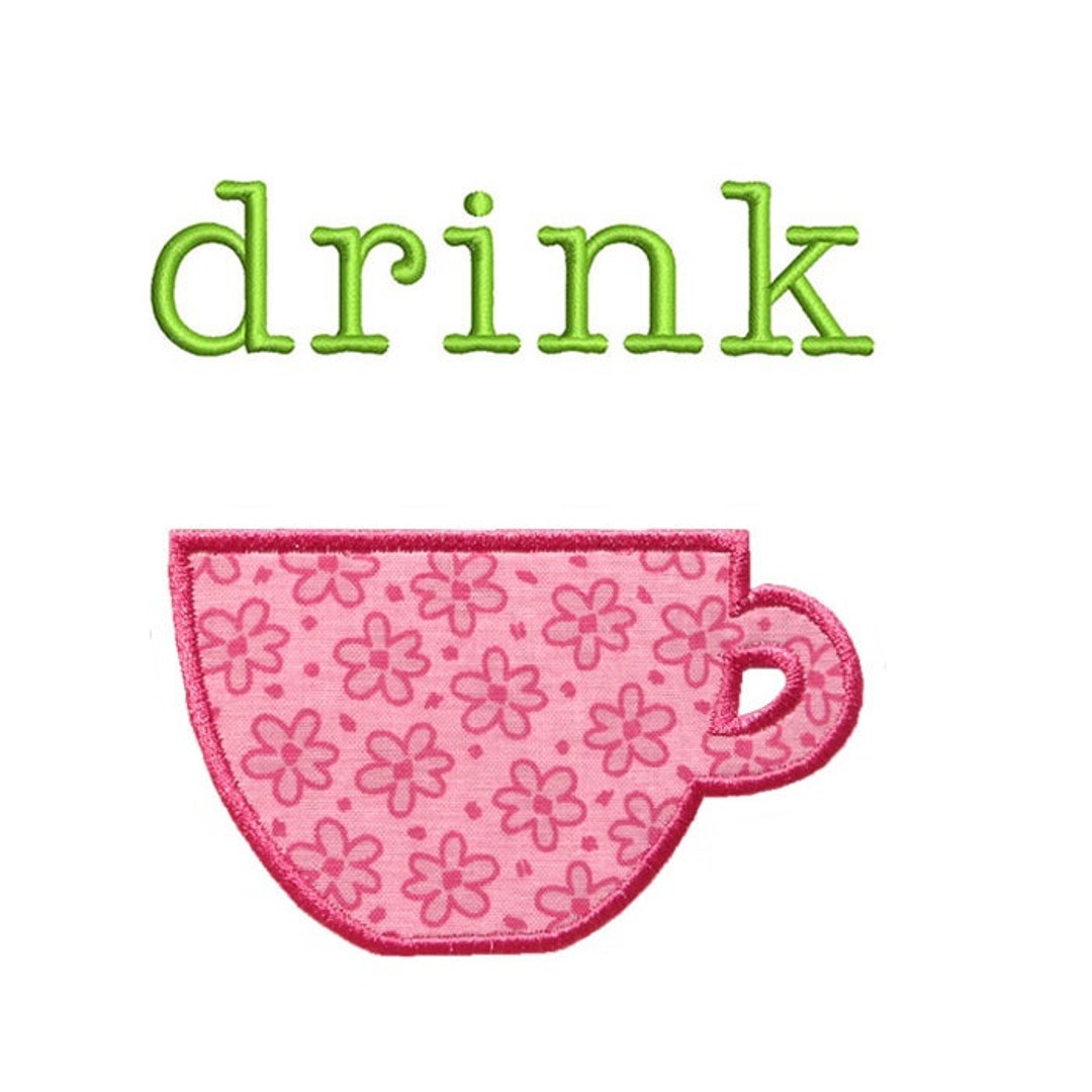Drink Applique Machine Embroidery Digital Design Eat Be Merry Cup Mug ...