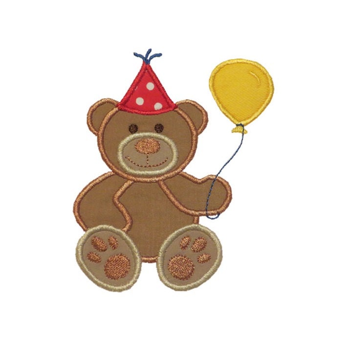 Party Teddy Bear Applique Machine Embroidery Digital Design - Etsy