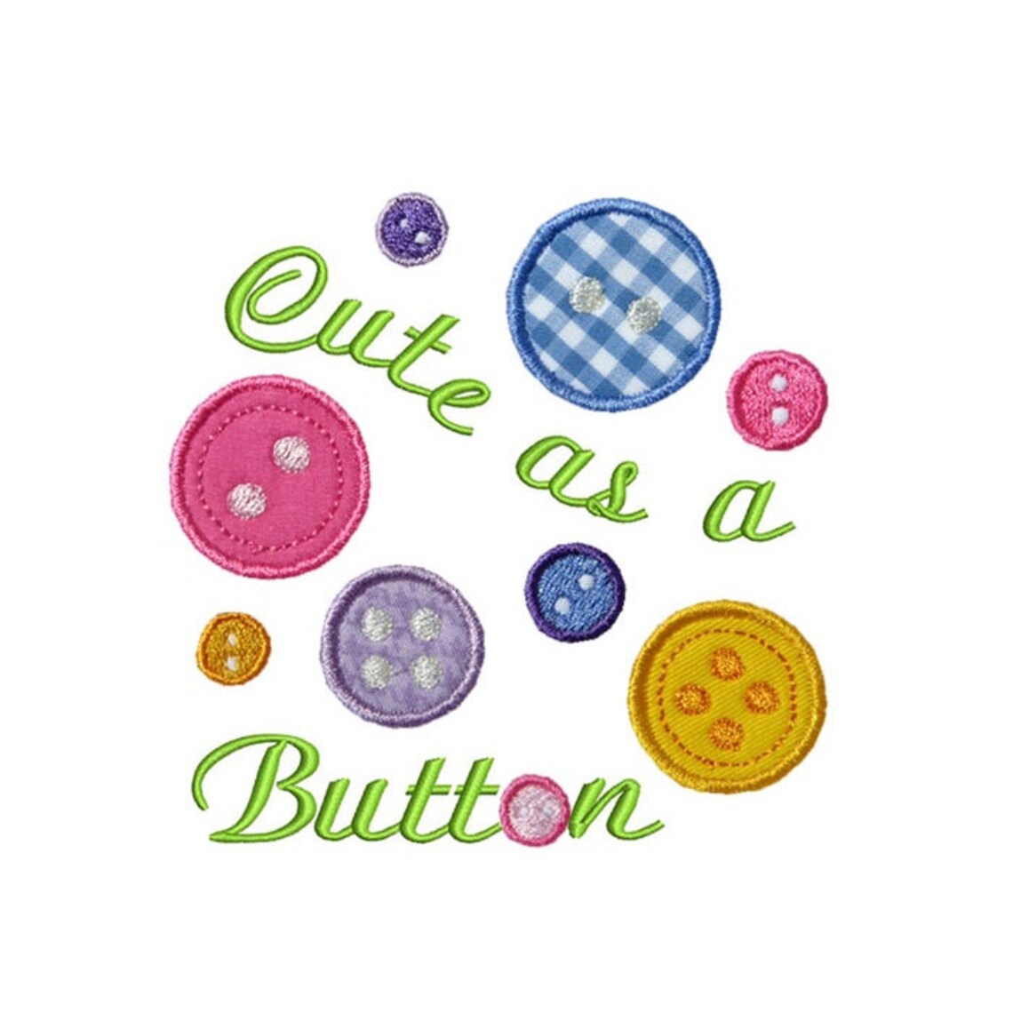 Cute as A Button Applique Embroidery Machine Digital Design - Etsy