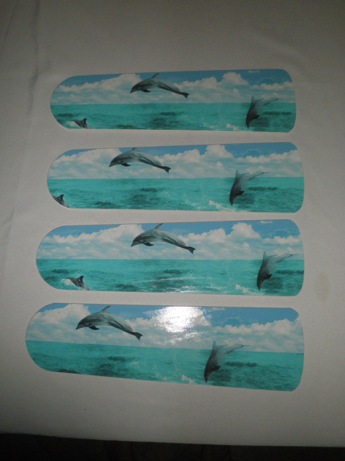 Custom ~CEILING FAN With Light ~ Realistic DOLPHINS in Crystal Blue ...