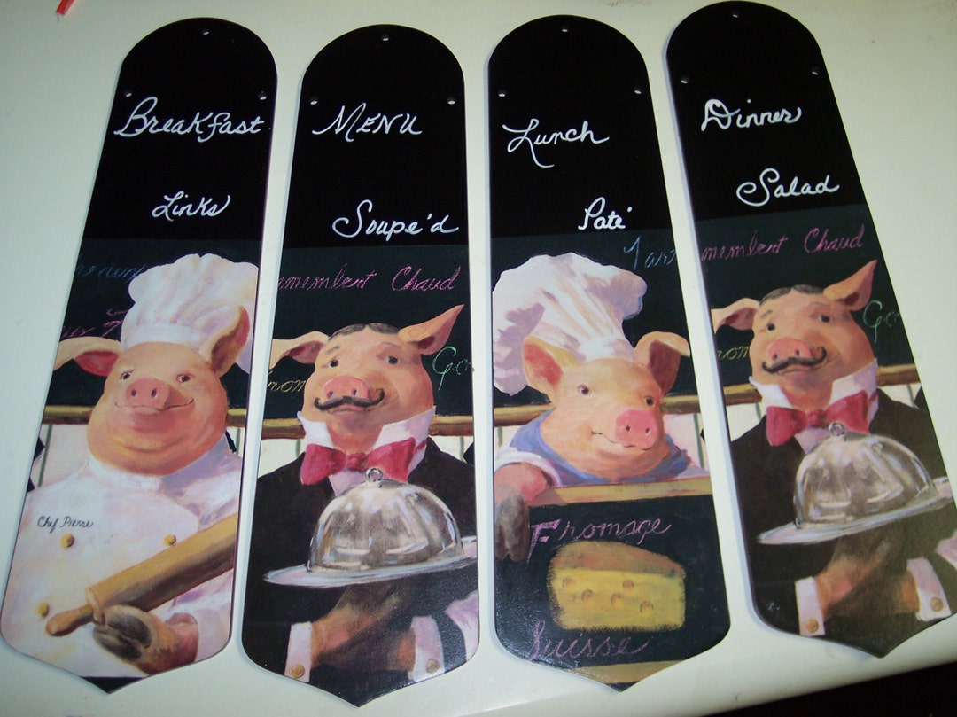 Customchalkboard Menu PIG CHEF Waiter Lunch Dinner Ceiling Fan Bon ...