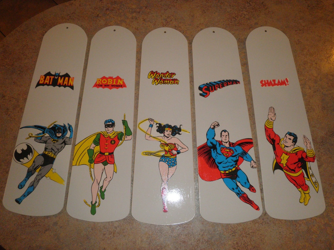 Set of 5 Super Hero Ceiling Fan Replacement Blades~ Superman Batman ...