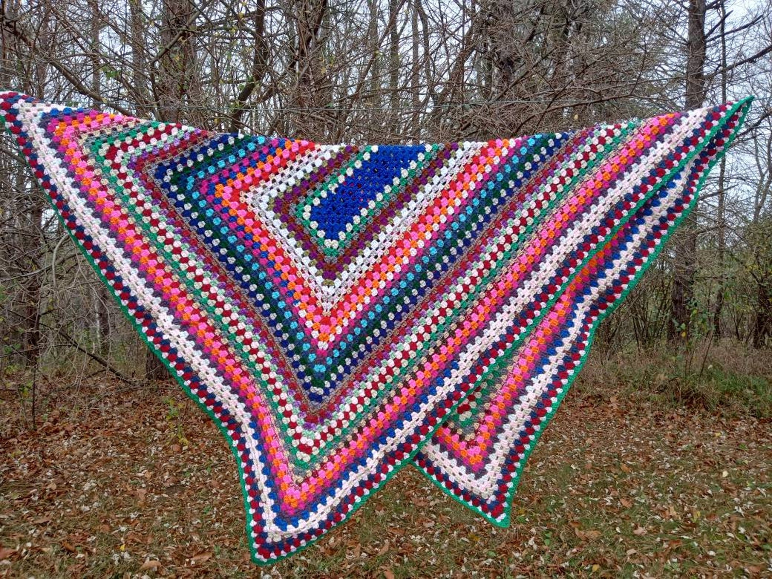Crochet Multi Color Granny Square Blanket - Etsy