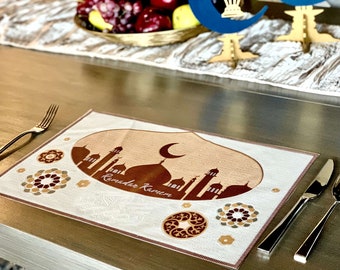 Gold Embroidery Ramadan Placemat Set 6 Person 24 Pcs - Etsy
