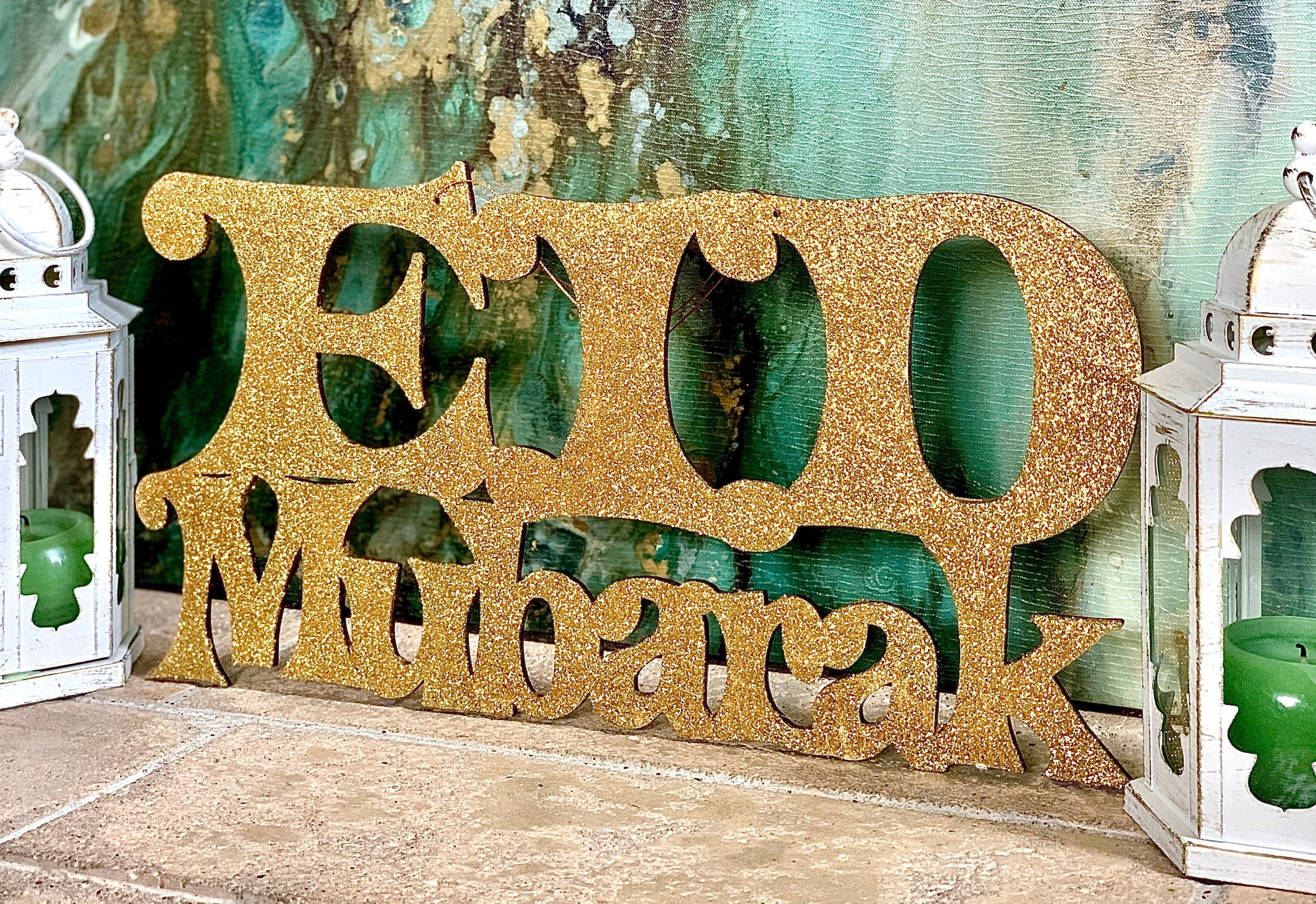 Glitter Eid Mubarak Wooden Sign-gold - Etsy
