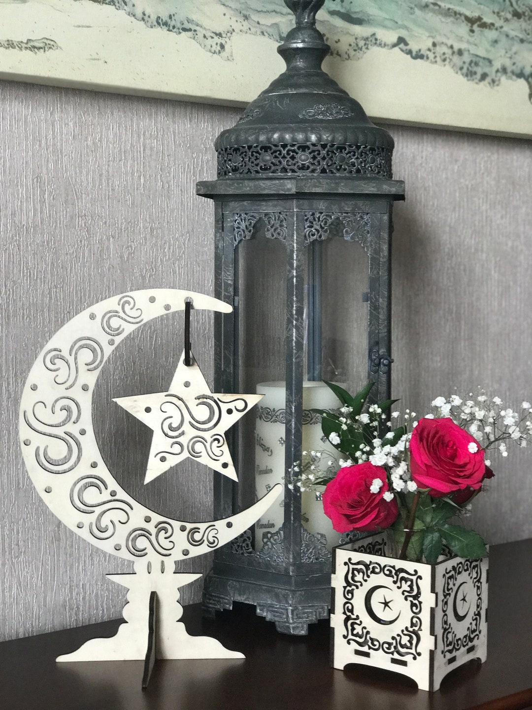 Swirly Moon Centerpiece- Paint It to Match Home Decor - Etsy